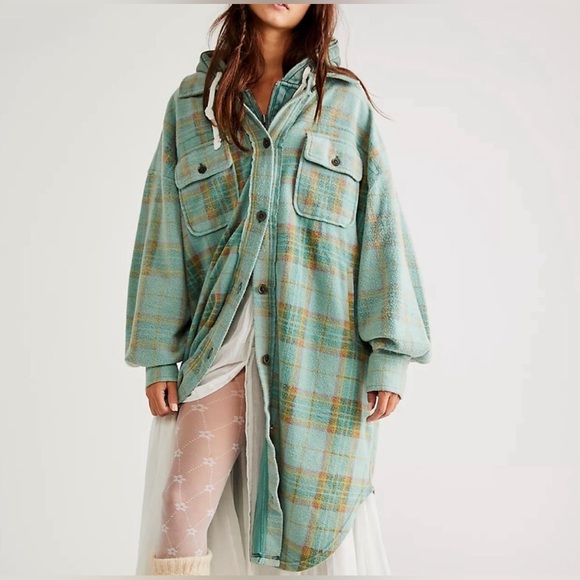 Free People | Jackets & Coats | We The Free Long Plaid Ruby Jacket In ...